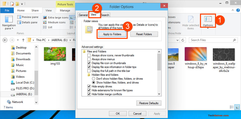Apply Same Display Style to All Folders at Once in Windows 7, 8 and 10 | TechGainer